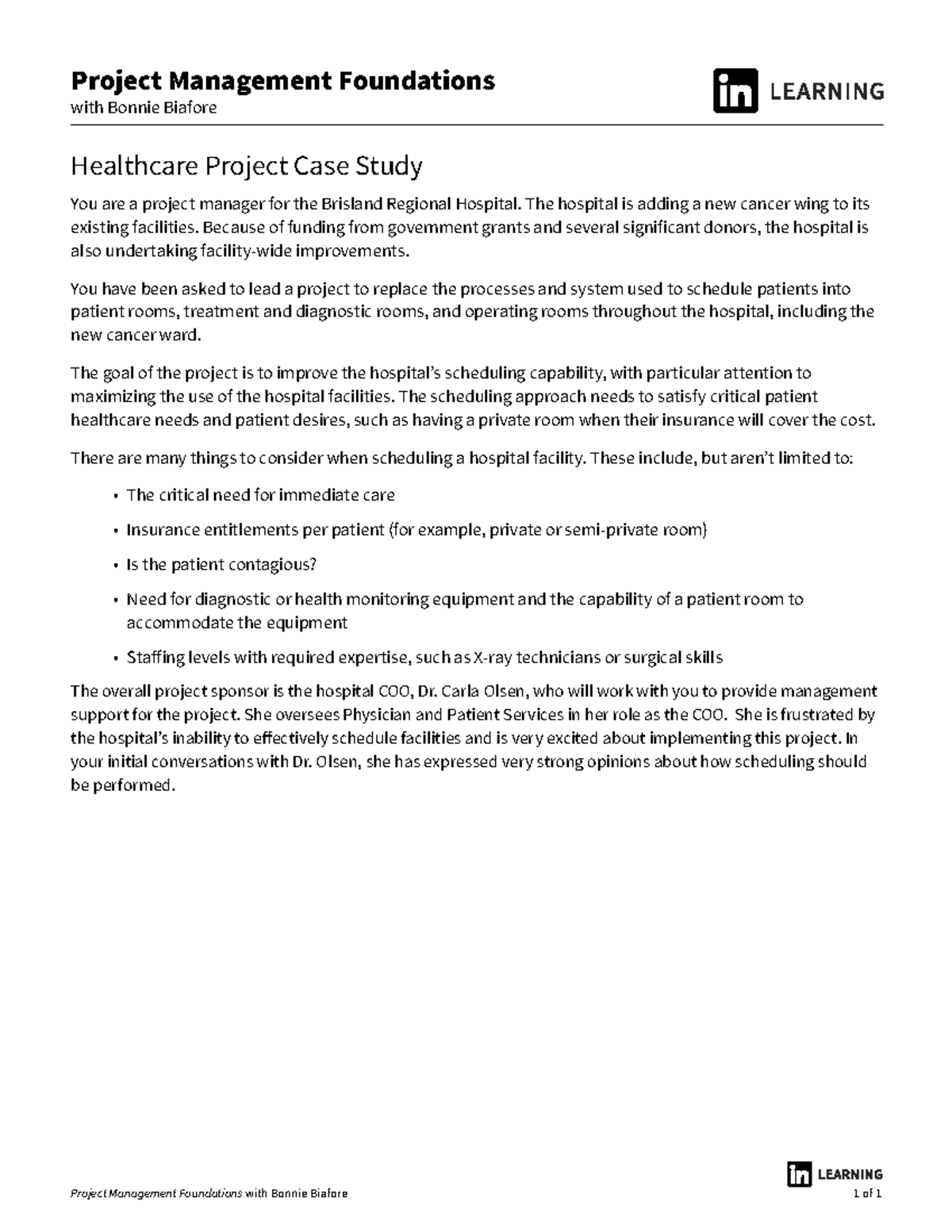 Case Study - By LinkedIn Learning - Project M anagement F oundations ...