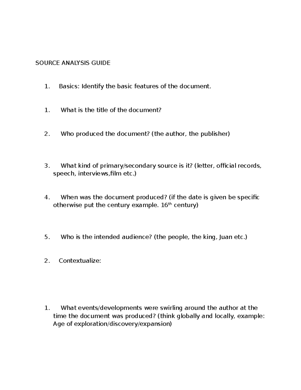 Cory Aquino Speech Guide - SOURCE ANALYSIS GUIDE Basics: Identify the ...