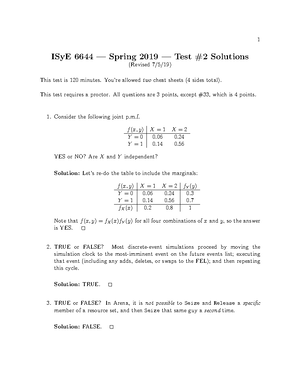 Exam 1 correct answers - exam - ISYE 6644 - Studocu