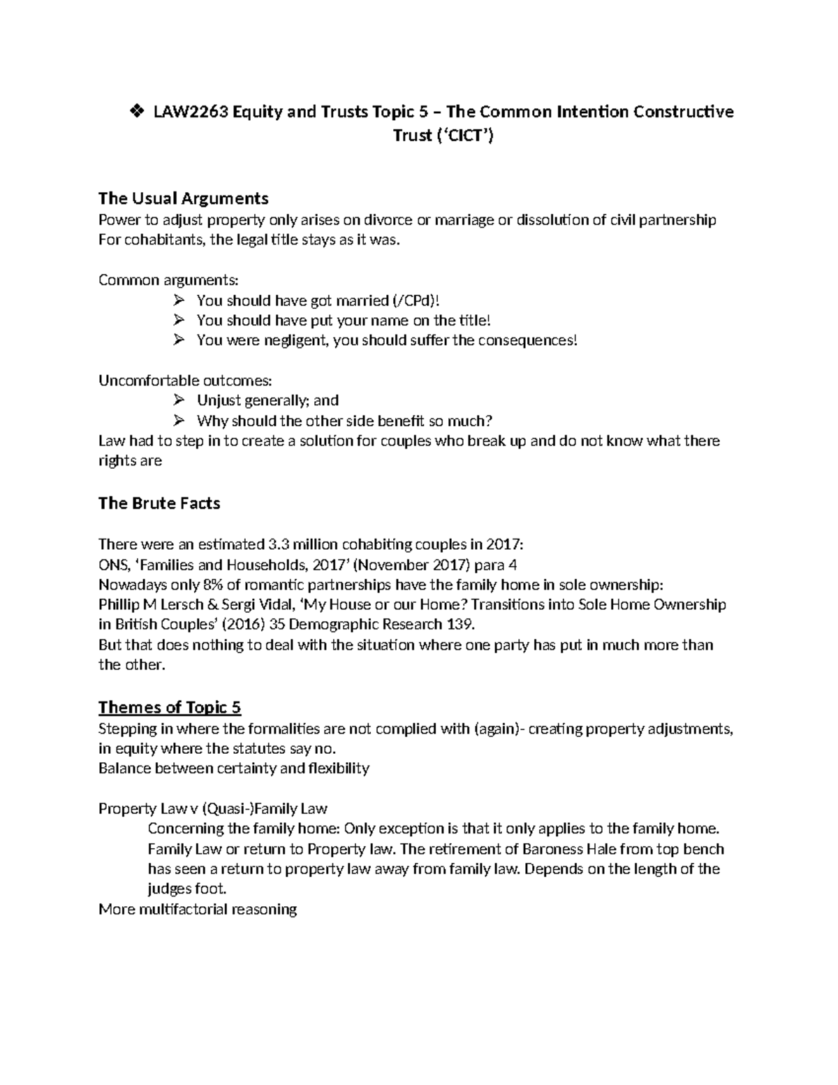 Section 5 CICT - Common Intention Constructive Trust Lecture Notes ...