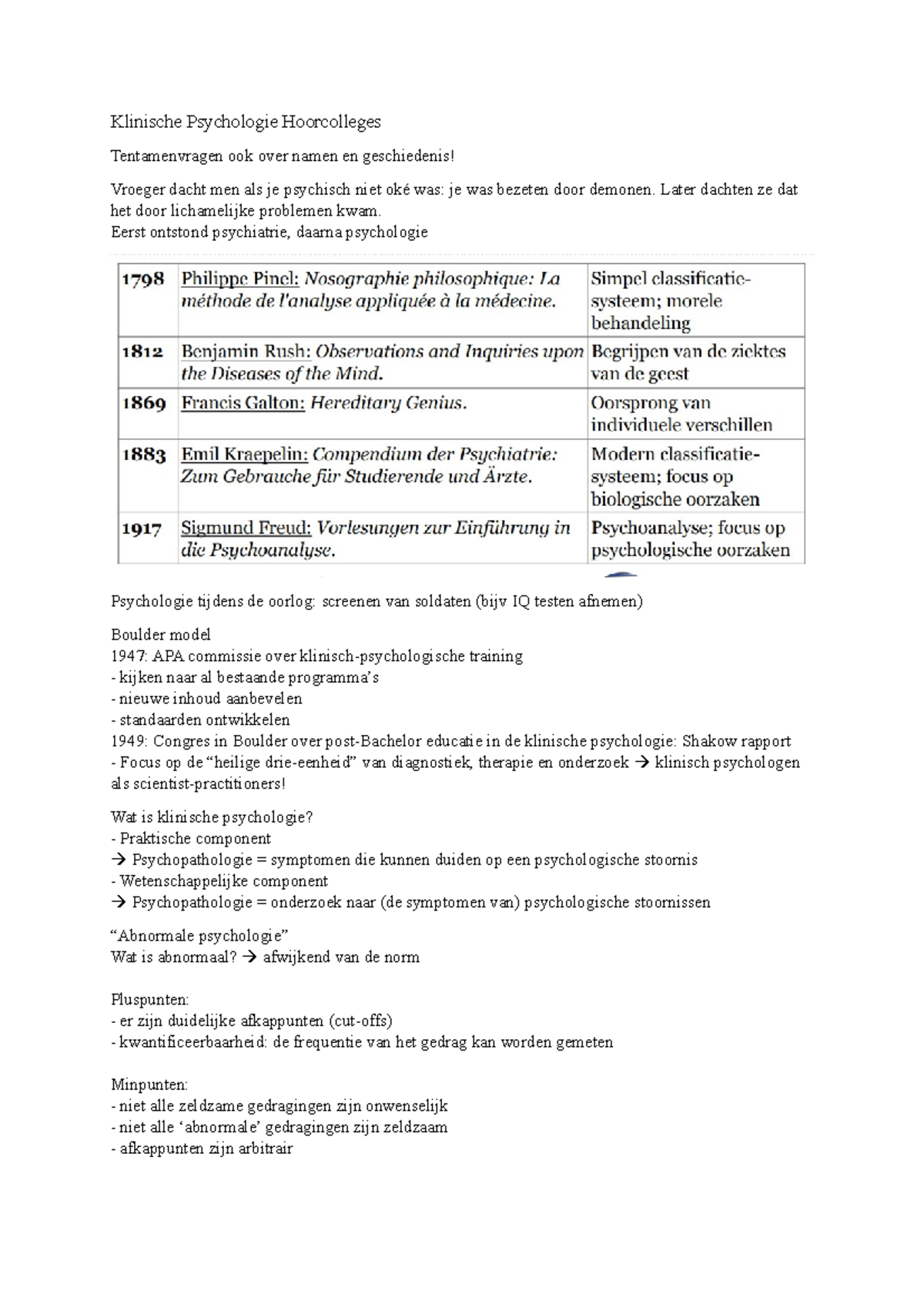 Klinische Psychologie Hoorcolleges Klinische Psychologie Hoorcolleges