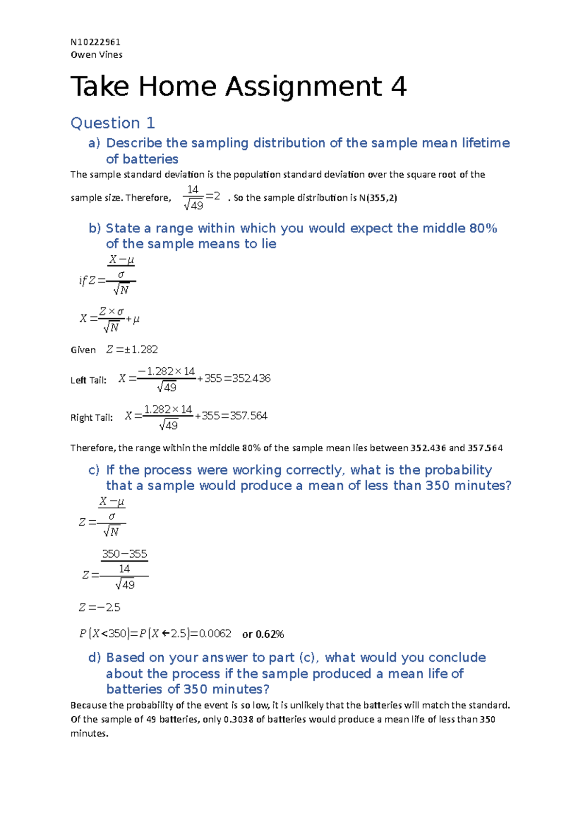 Take Home Assignment 4 - N Owen Vines Take Home Assignment 4 Question 1 ...