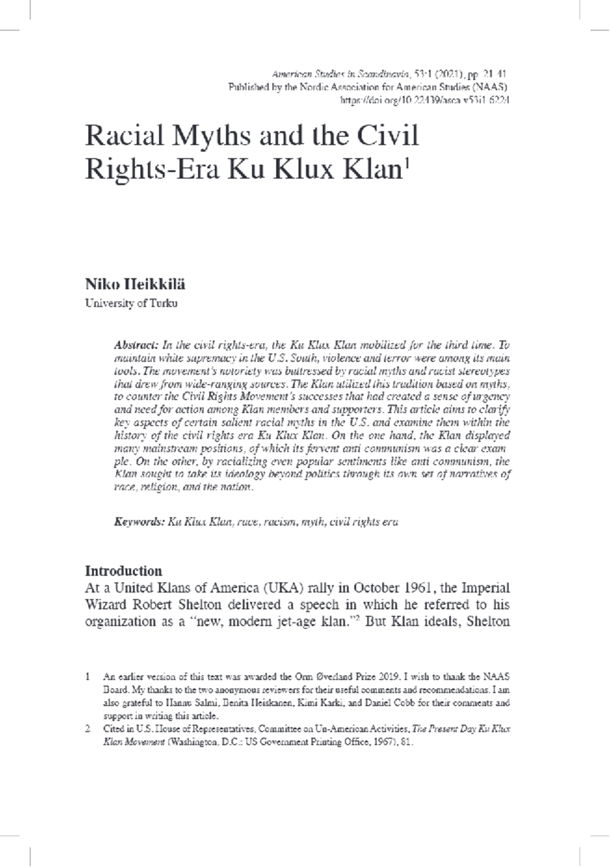 View of Racial Myths and the Civil Rights-Era Ku Klux Klan - BA (Hons.) History - Studocu