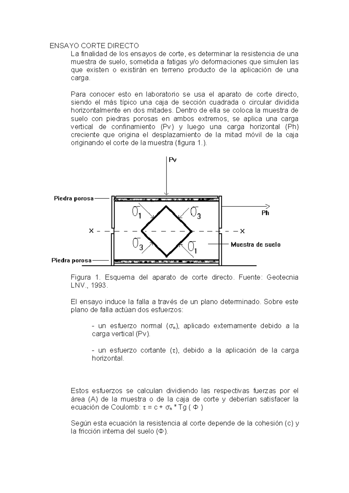 Ensayo Corte Directo - ENSAYO CORTE DIRECTO La finalidad de los ensayos de corte, es determinar ...