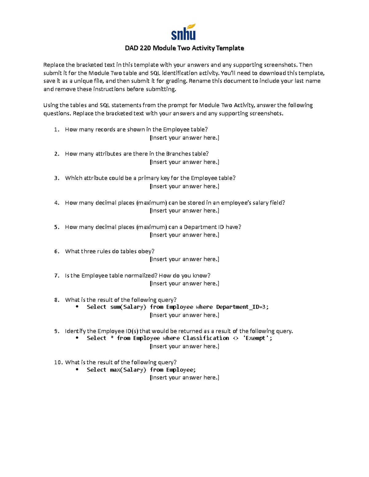DAD 220 Module Two Activity Template - DAD 220 Module Two Activity ...