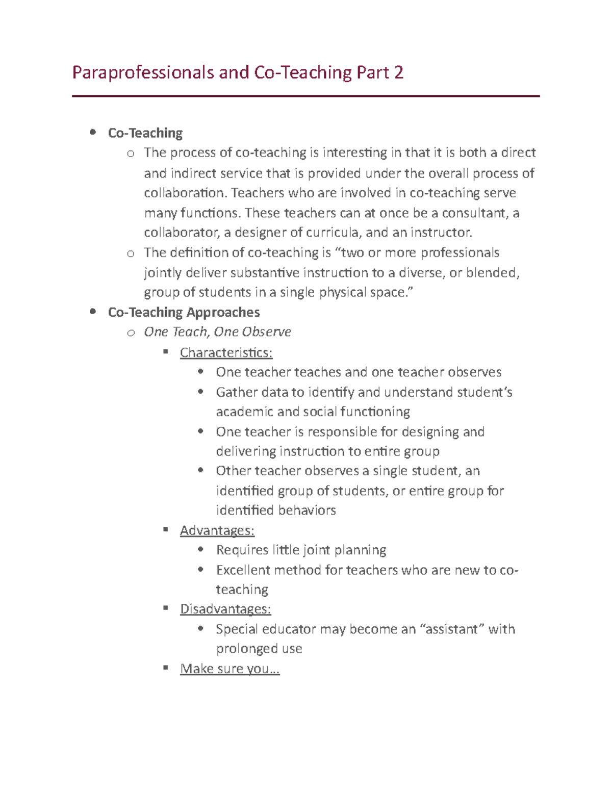 Paraprofessionals and Co Teaching Pt 2 - Teachers who are involved in ...