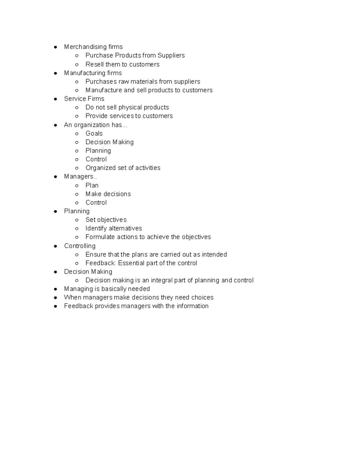 Chapter 1 Notes - Merchandising firms Purchase Products from Suppliers ...