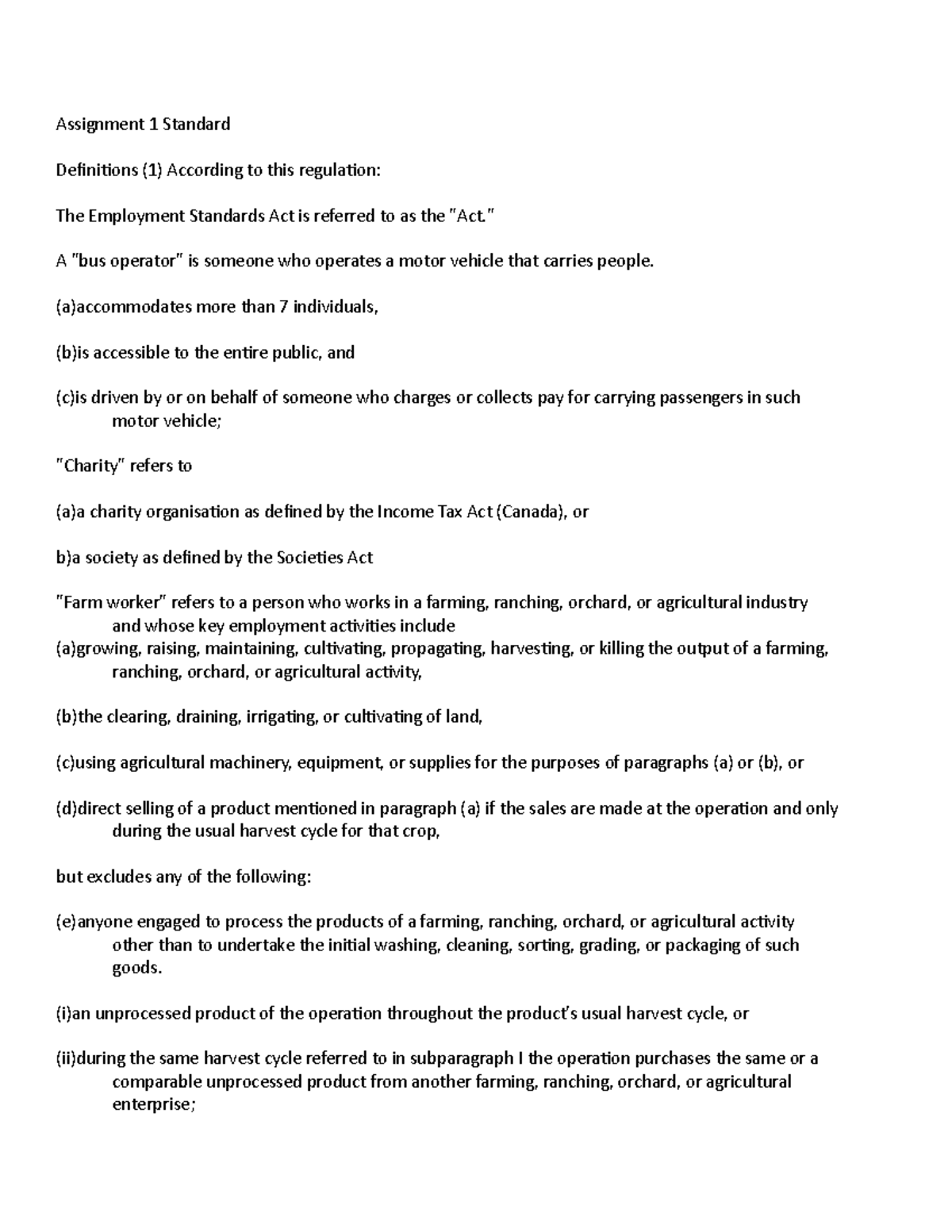 Assignment 1 Standard - Assignment 1 Standard Definitions (1) According ...