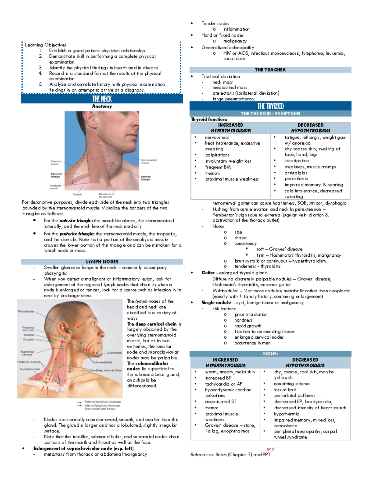 Neck anatomy - lecture 3 - Learning Objectives: 1. Establish a good ...