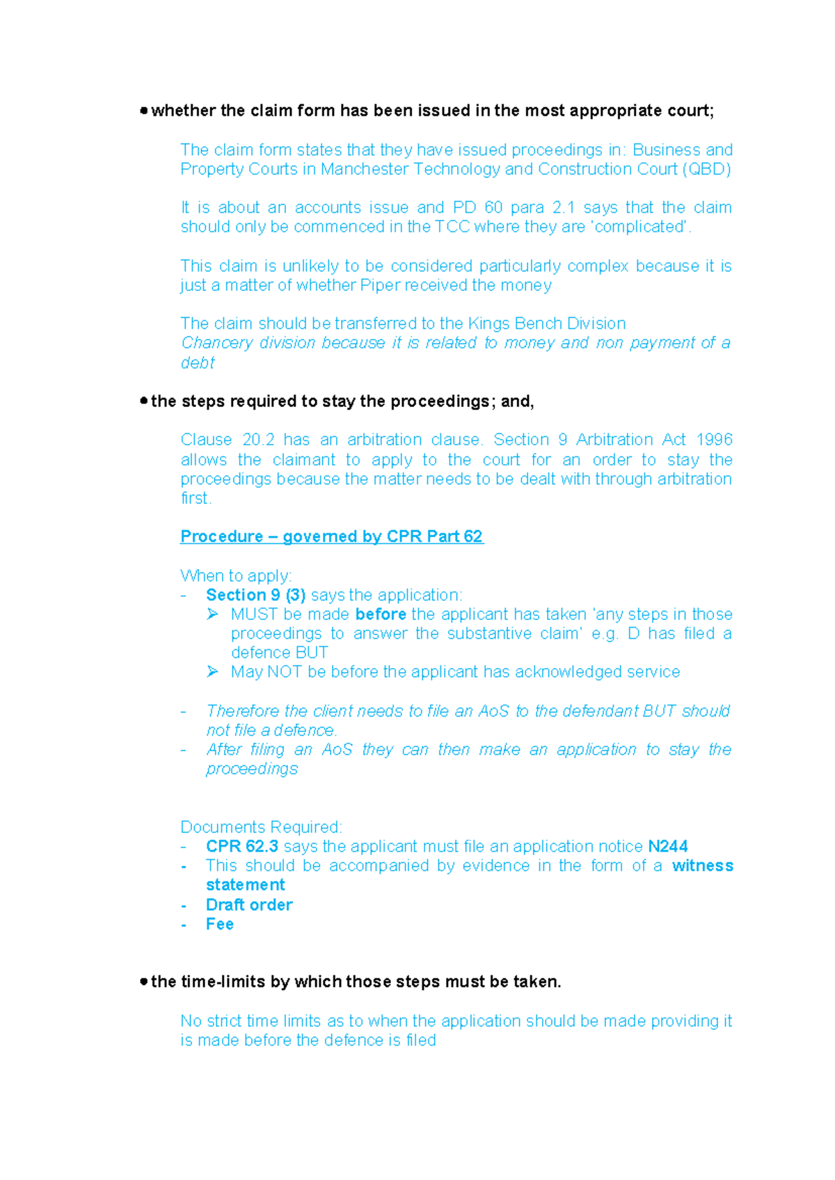 CDR - whether the claim form has been issued in the most appropriate ...