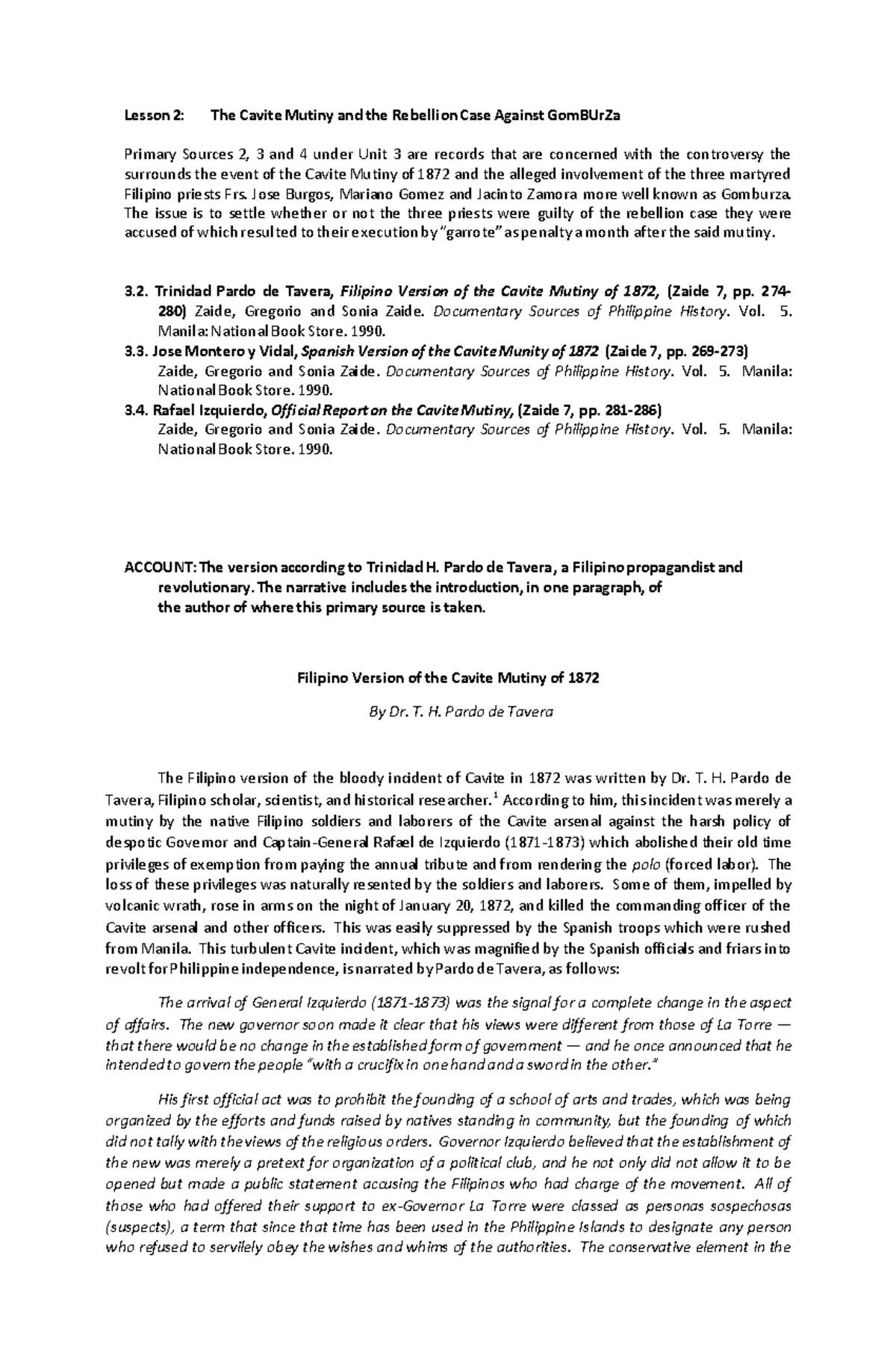 RIPH - Week 10 - Gom Bur Za (1) - Lesson 2: The Cavite Mutiny and the Rebellion Case Against ...