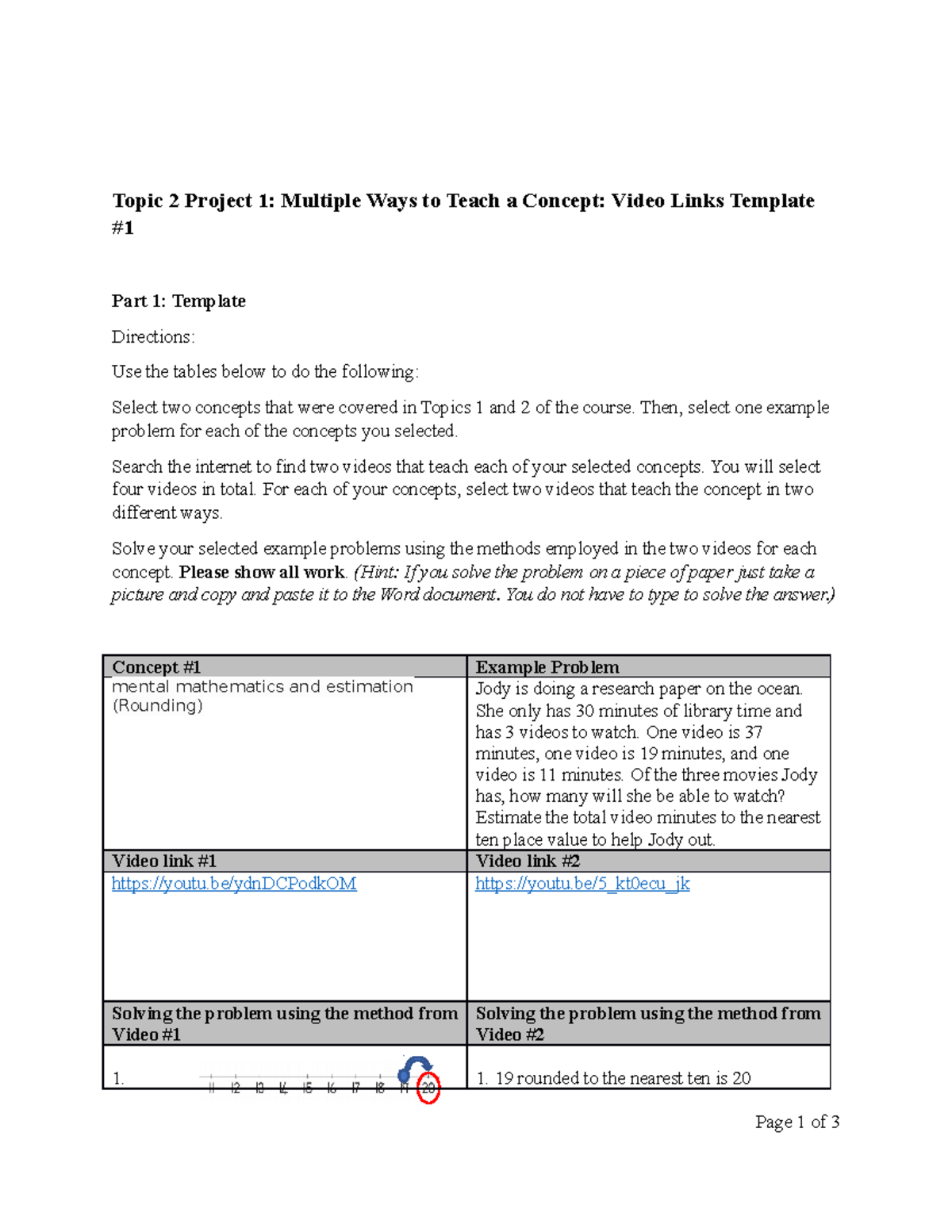 MAT-150-T2-Project 1-Multiple Ways to Teach a Concept Video Links Template 1 - Topic 2 Project 1 ...