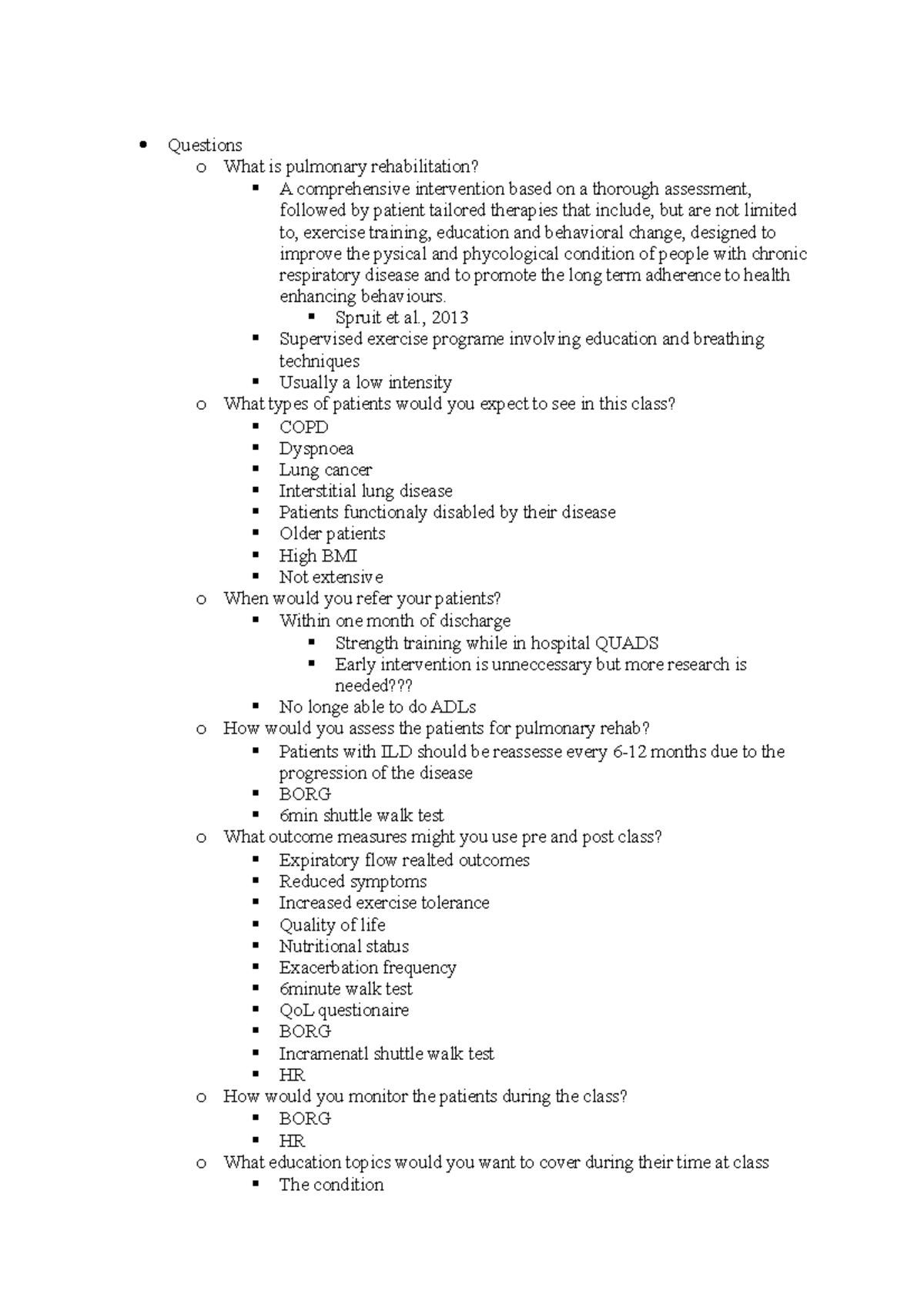 Decreased exercise tolerance - Questions o What is pulmonary ...