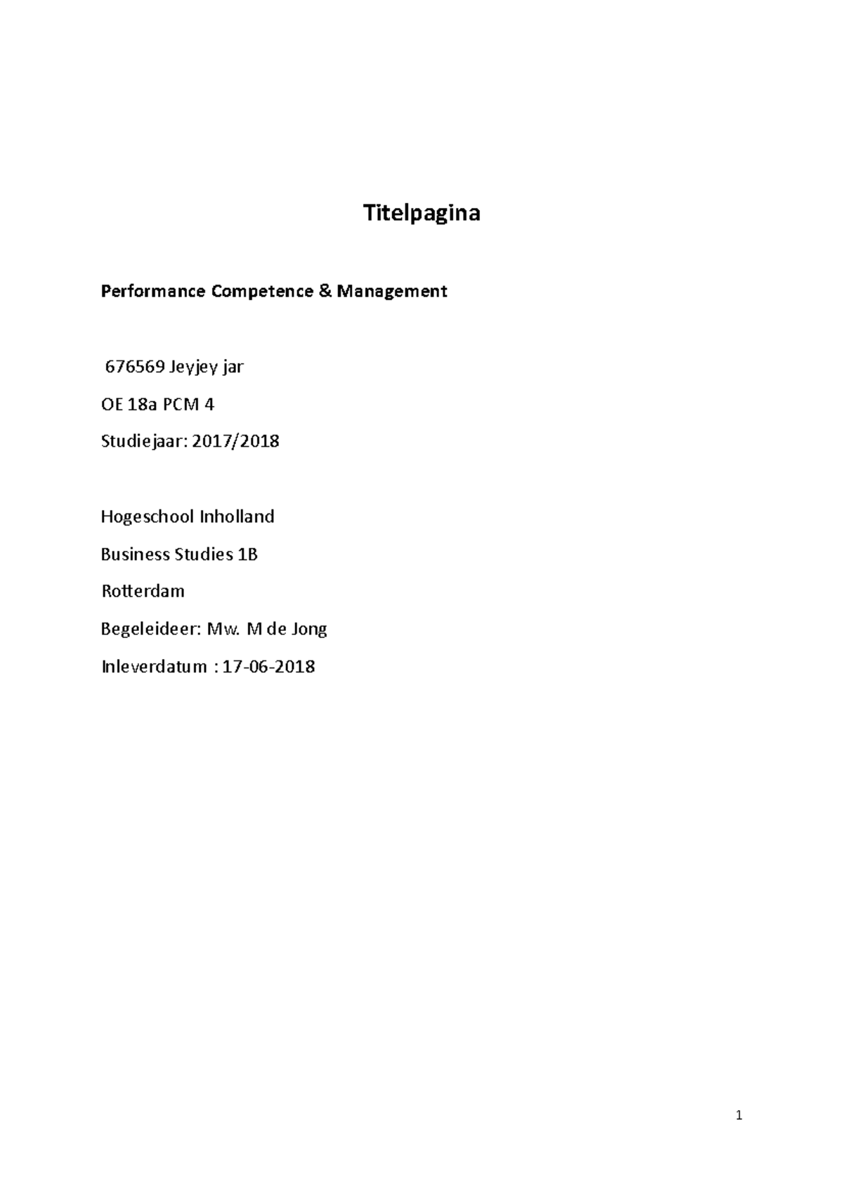 PCM 4 voorbeeld - Titelpagina Performance Competence Management 676569 ...
