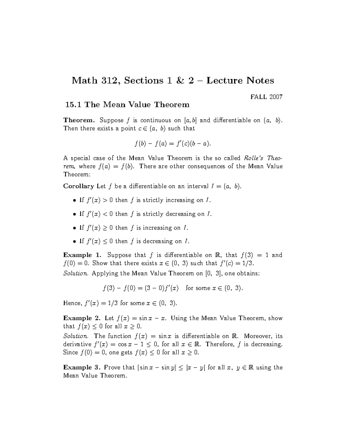 Math312-handout 3 - Practice - Math 312, Sections 1 &amp; 2 – Lecture ...