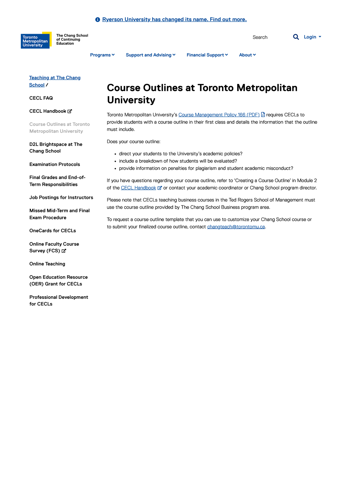 Course Outlines at Toronto Metropolitan University The Chang School of ...