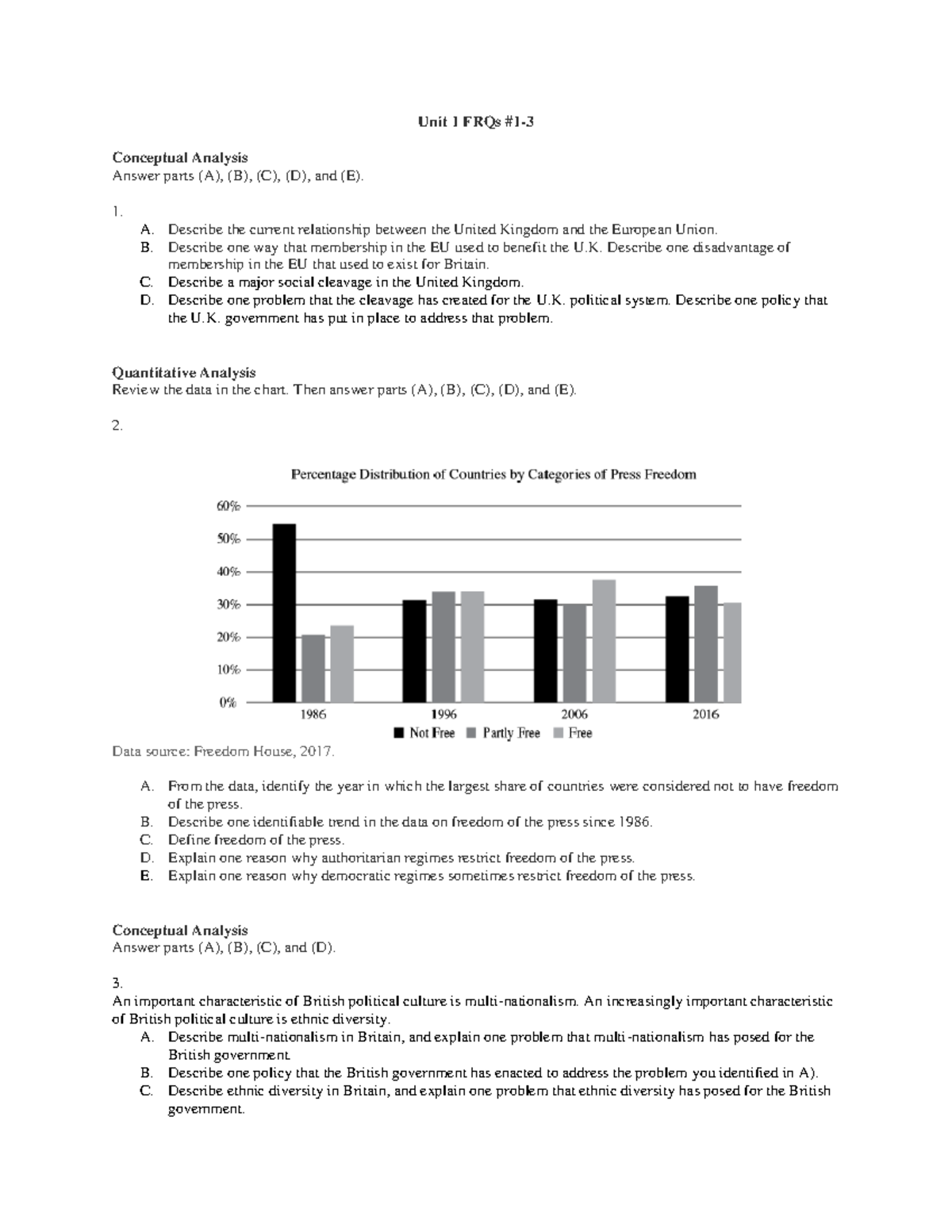 Unit 01 FRQs #1-3-1 - work - Unit 1 FRQs #1- 3 Conceptual Analysis Answer parts (A), (B), (C ...