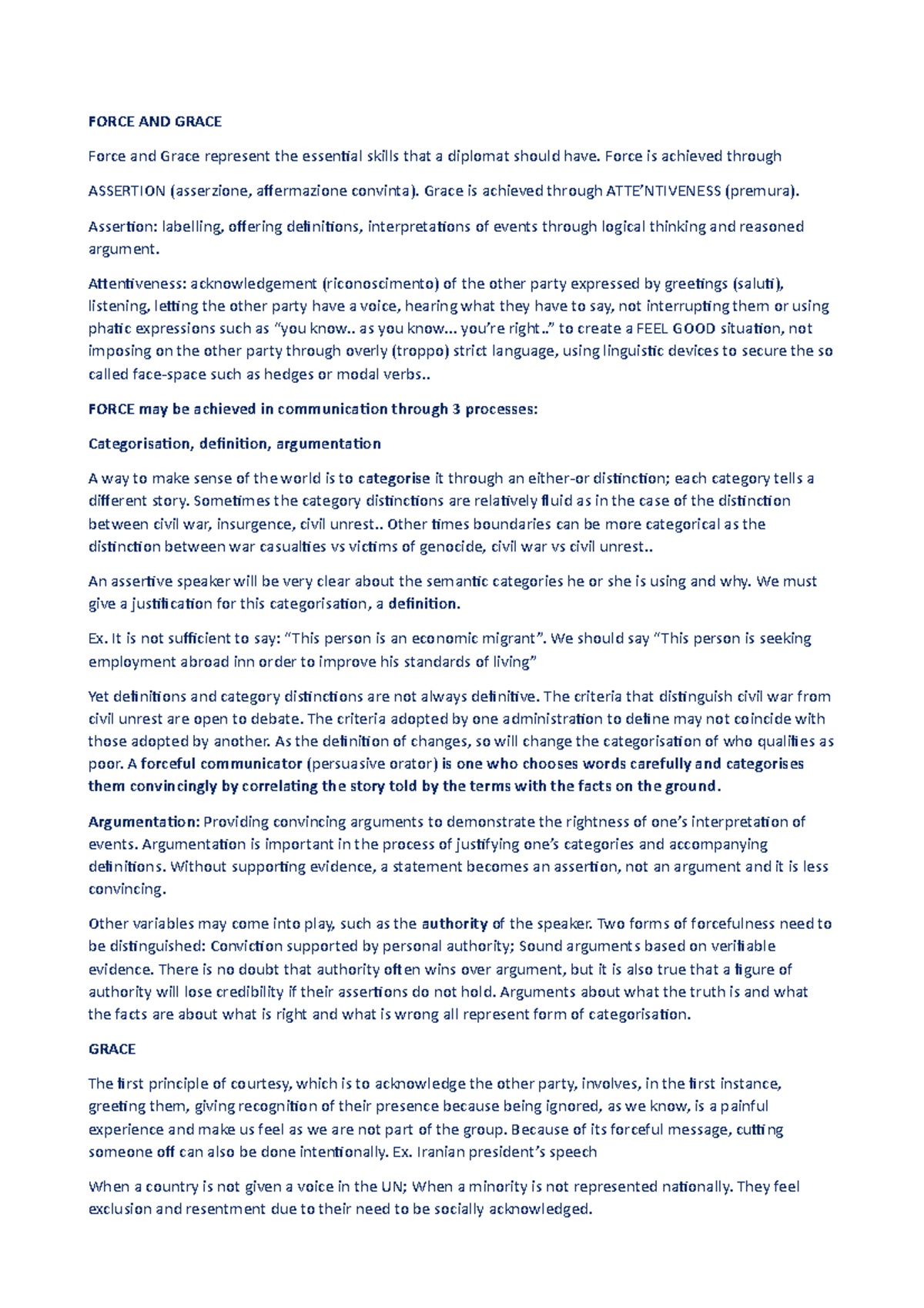 Force and grace : essential skills for a diplomat - FORCE AND GRACE ...