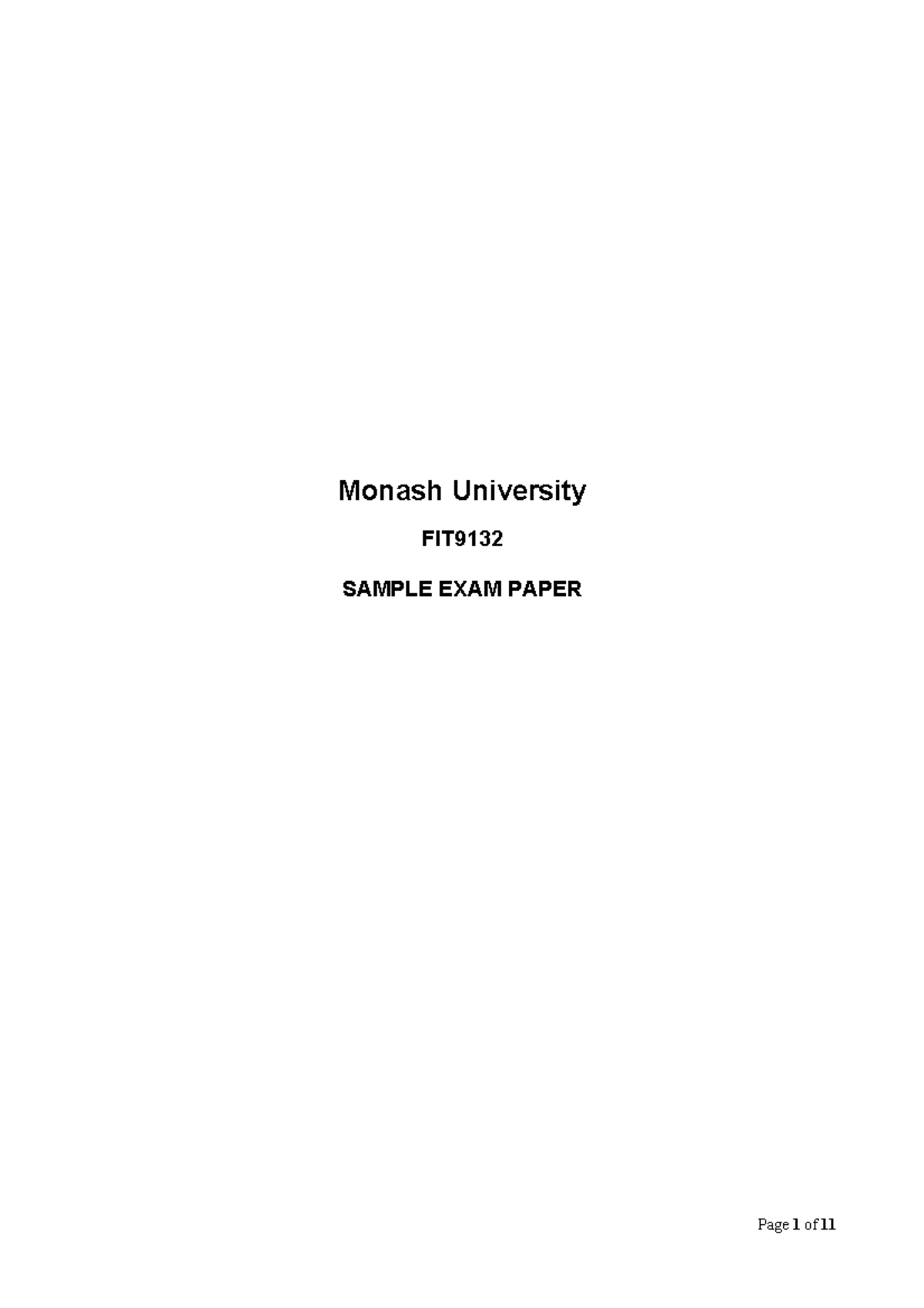 Sample/practice exam 2016, questions - Monash University FIT SAMPLE ...