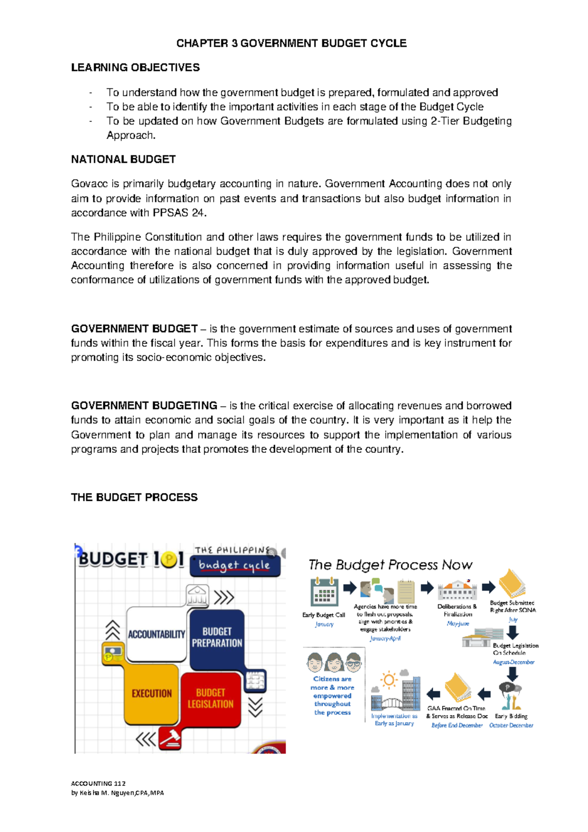 Chapter 3 Government Budget Cycle - ACCOUNTING 112 CHAPTER 3 GOVERNMENT ...