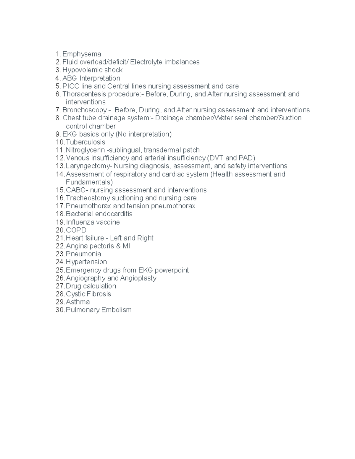 Exam 1 Blueprint - Emphysema Fluid overload/deficit/ Electrolyte ...