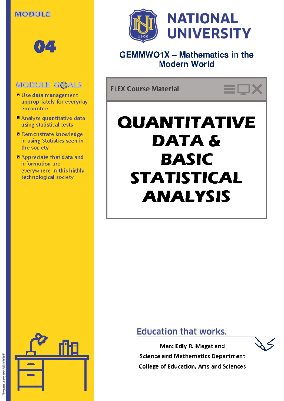 MMW Chapter 4 Quantitative Data & Basic Statistical Analysis - FLEX Course Material QUANTITATIVE ...