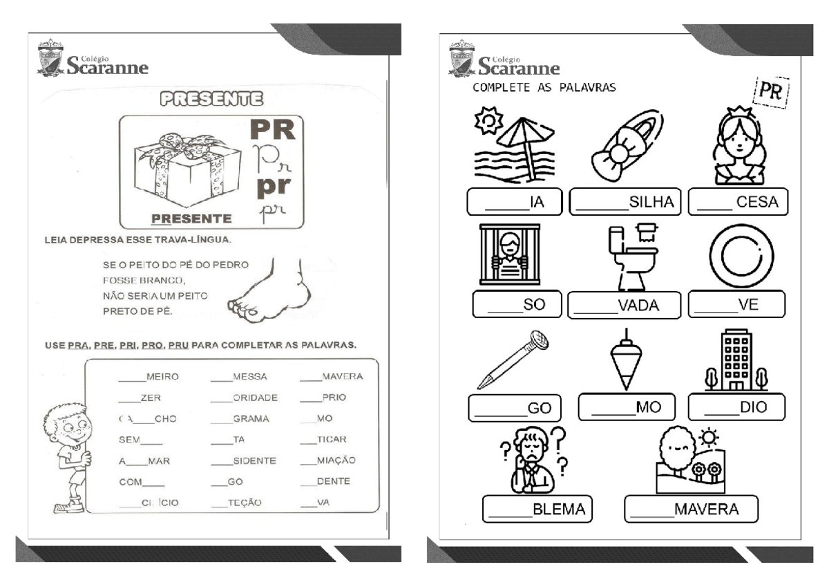Caderno familia do PR - silabas - Colégio Scaranne Scaranne Colégio ...