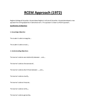 RCEM Approach (1972) - RCEM Approach (1972) Regional College of ...