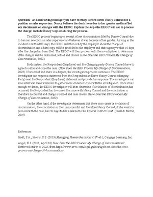 CASE Study WK1 - Chapter 3- Case 2 Misplaced Affections: Discharge for Sexual Harassment ...