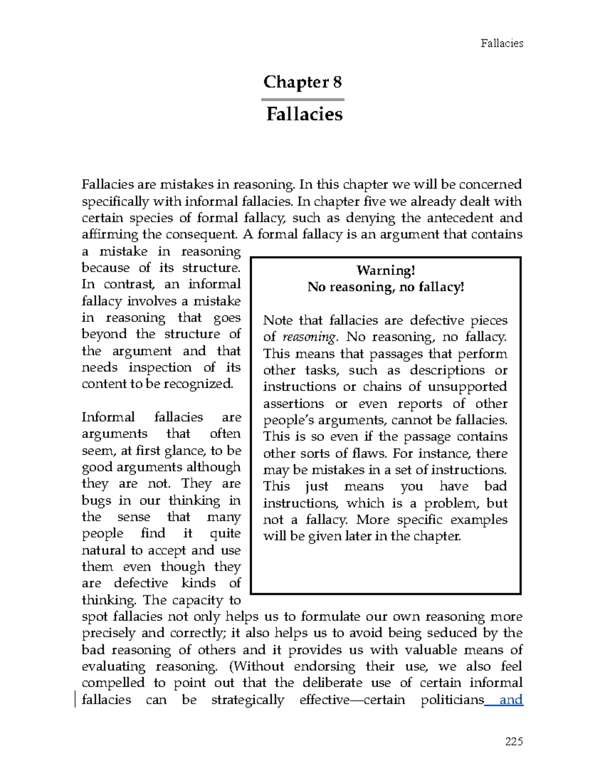 Chapter 8 - Fallacies - Lecture notes 8 - Chapter 8 Fallacies Fallacies ...