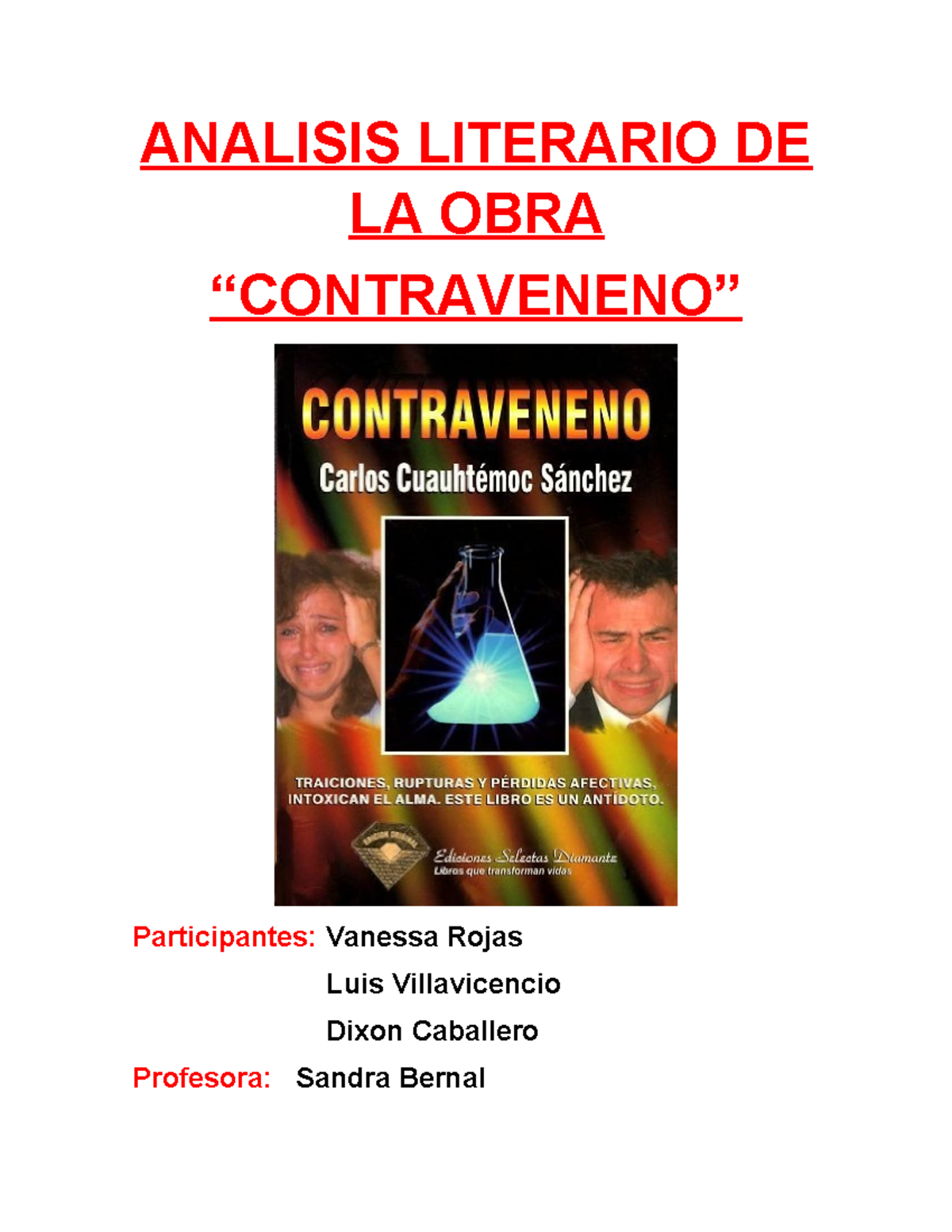 Analisis Literario DE LA OBRA - ANALISIS LITERARIO DE LA OBRA ...