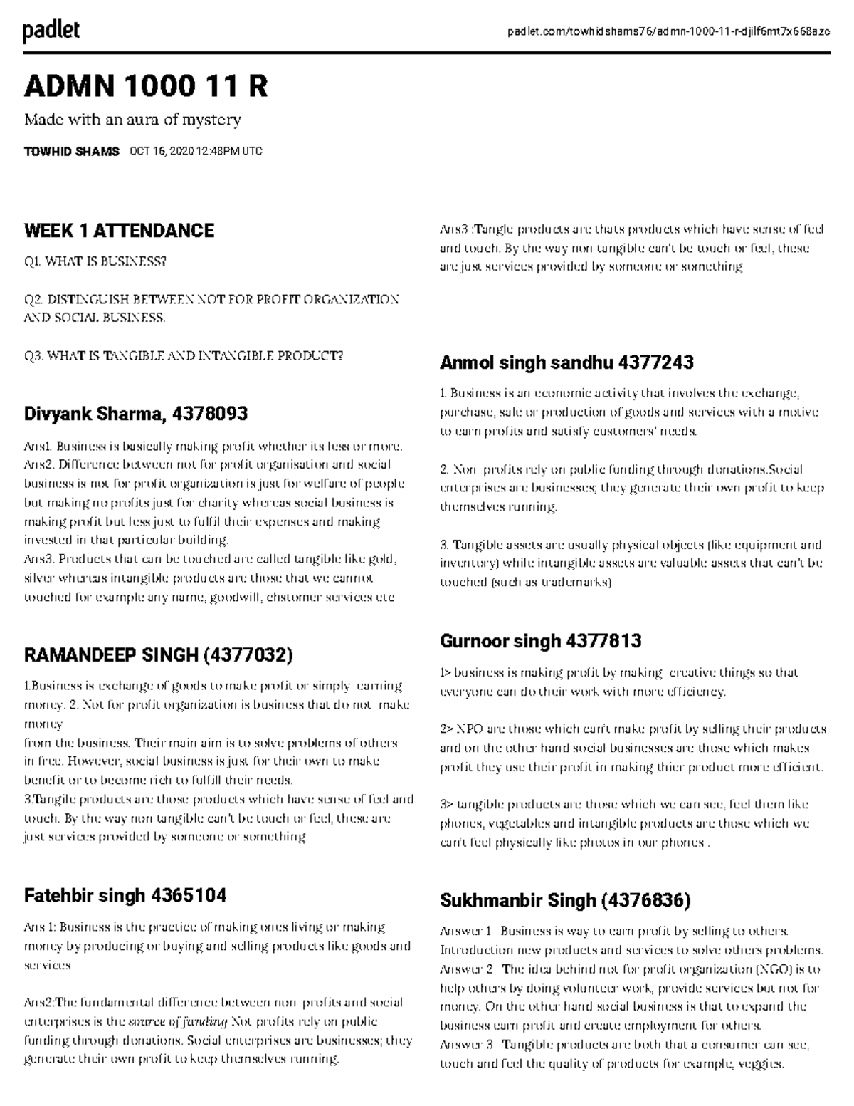 WEEK 1 Attendance Final Version - padlet/towhidshams76/admn-1000-11-r ...