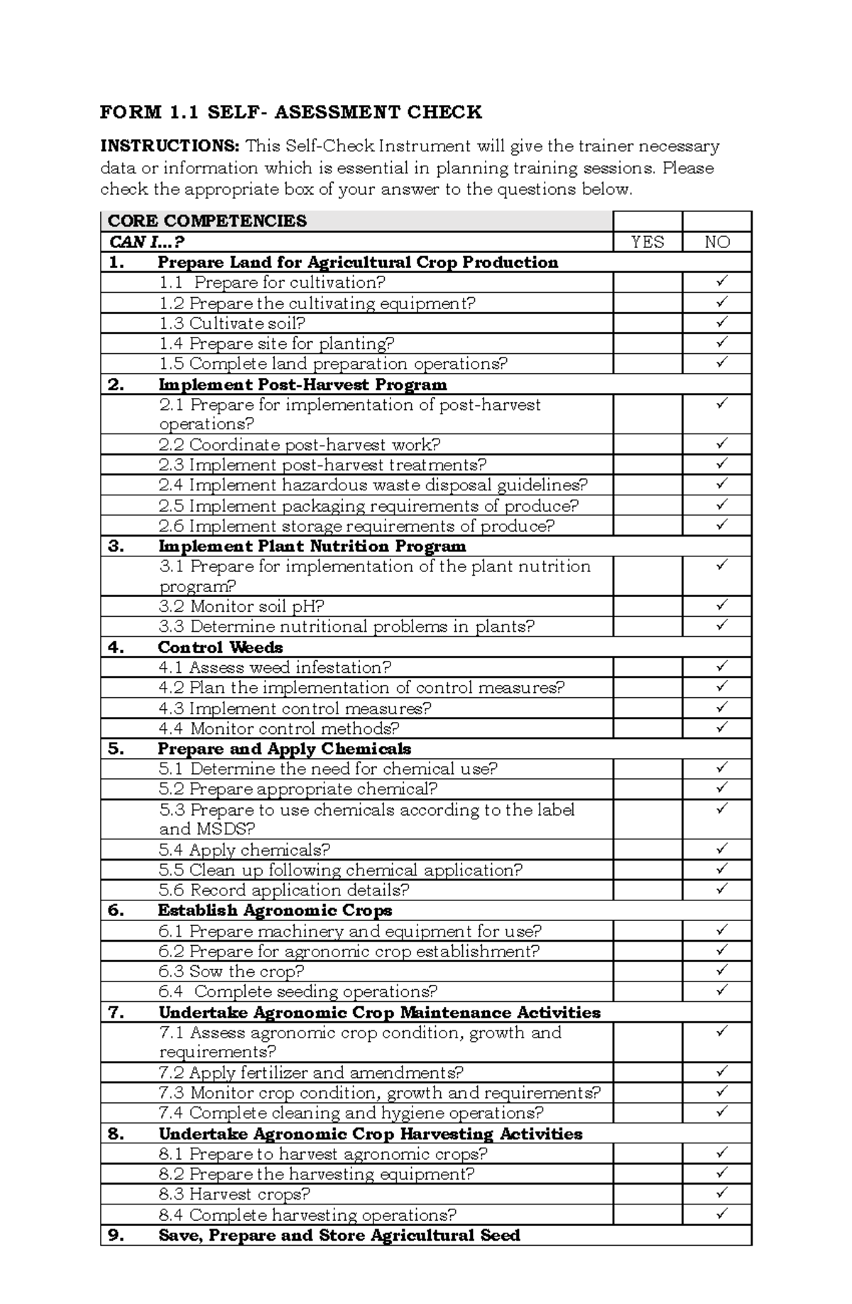 Self-Assessment-Check - FORM 1 SELF- ASESSMENT CHECK INSTRUCTIONS: This ...
