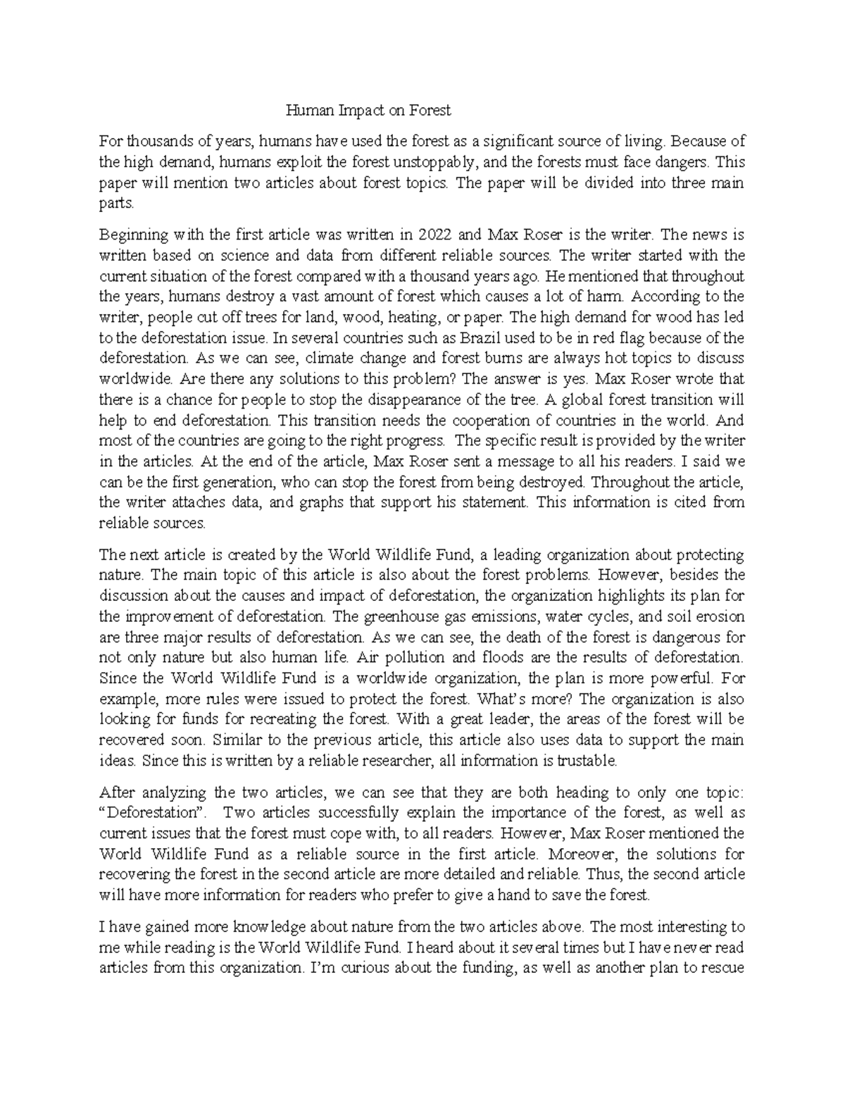 Human impact of forest - dhbc dh c - Human Impact on Forest For ...