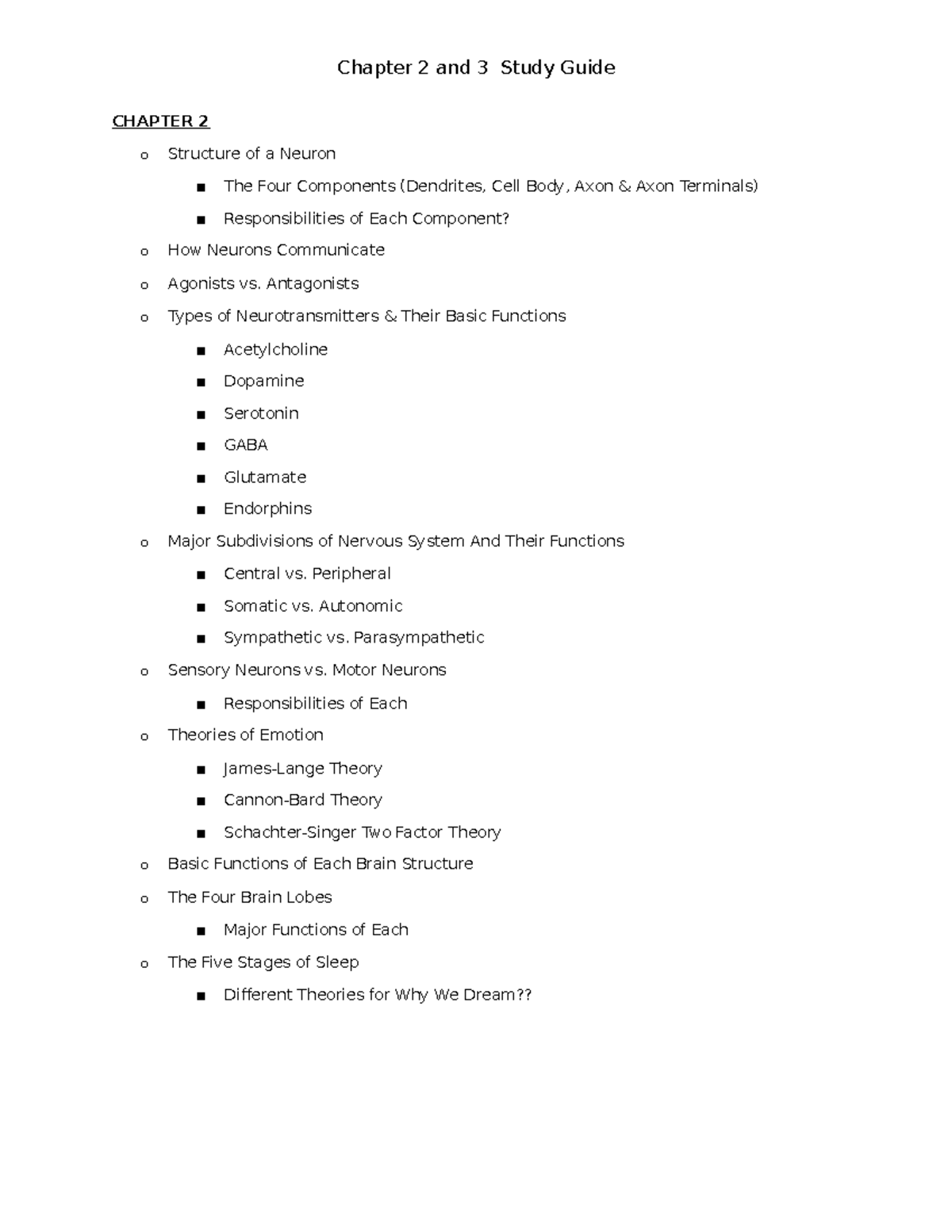Chapter 2 and 3 study guide - Chapter 2 and 3 Study Guide CHAPTER 2 o ...