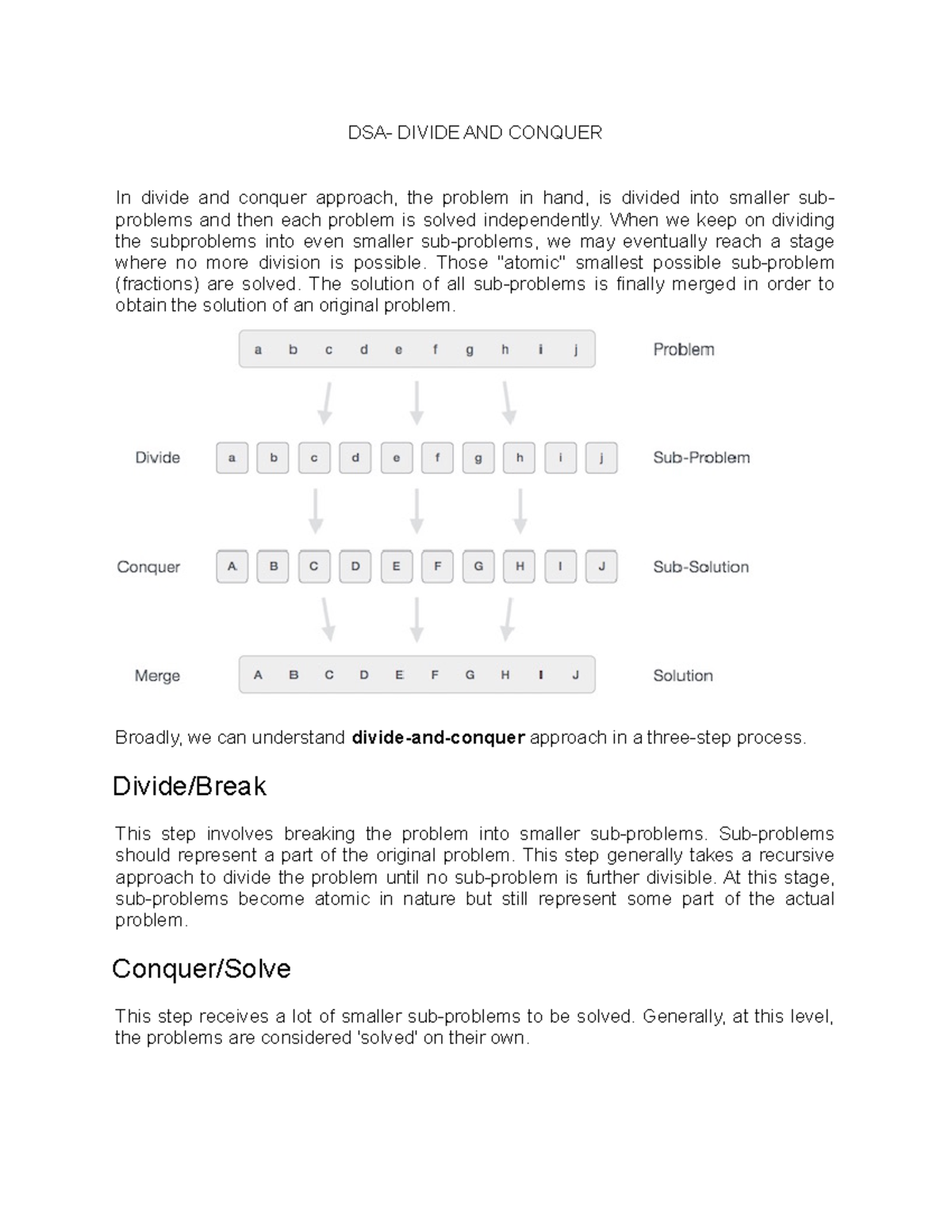 DSA- Lesson-4 Divide and Conquer - DSA- DIVIDE AND CONQUER In divide ...