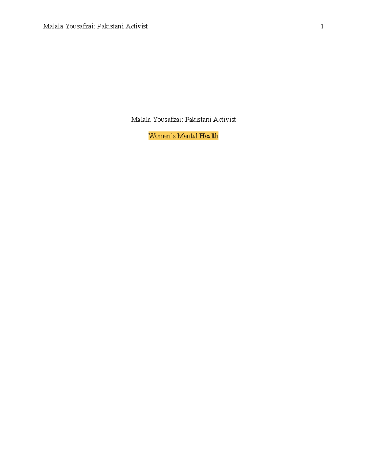 Malala Yousafzai - Write an essay on a woman that has made an impact to ...