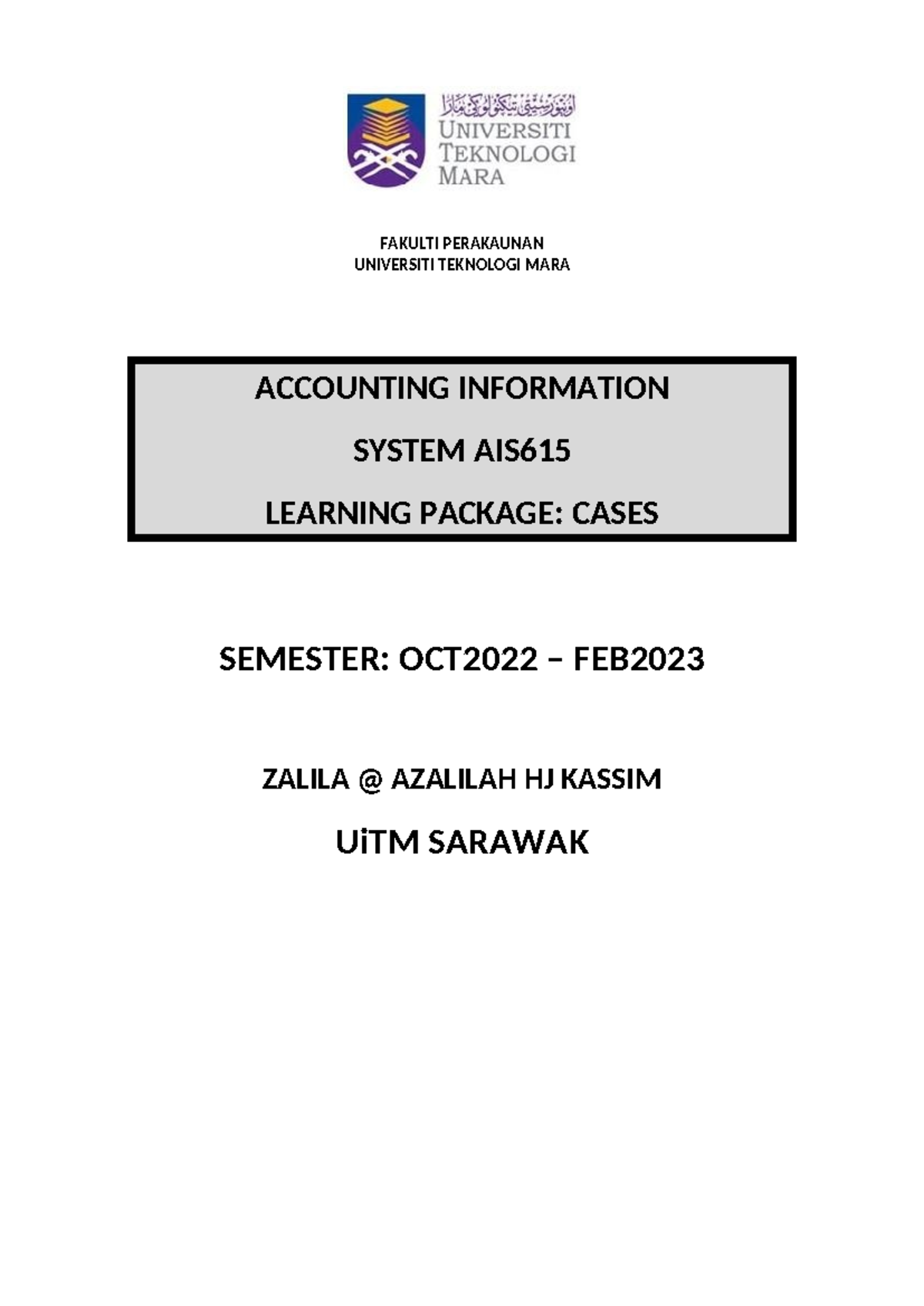 PBL - PYQ LATEST - ACCOUNTING INFORMATION SYSTEM AIS LEARNING PACKAGE ...