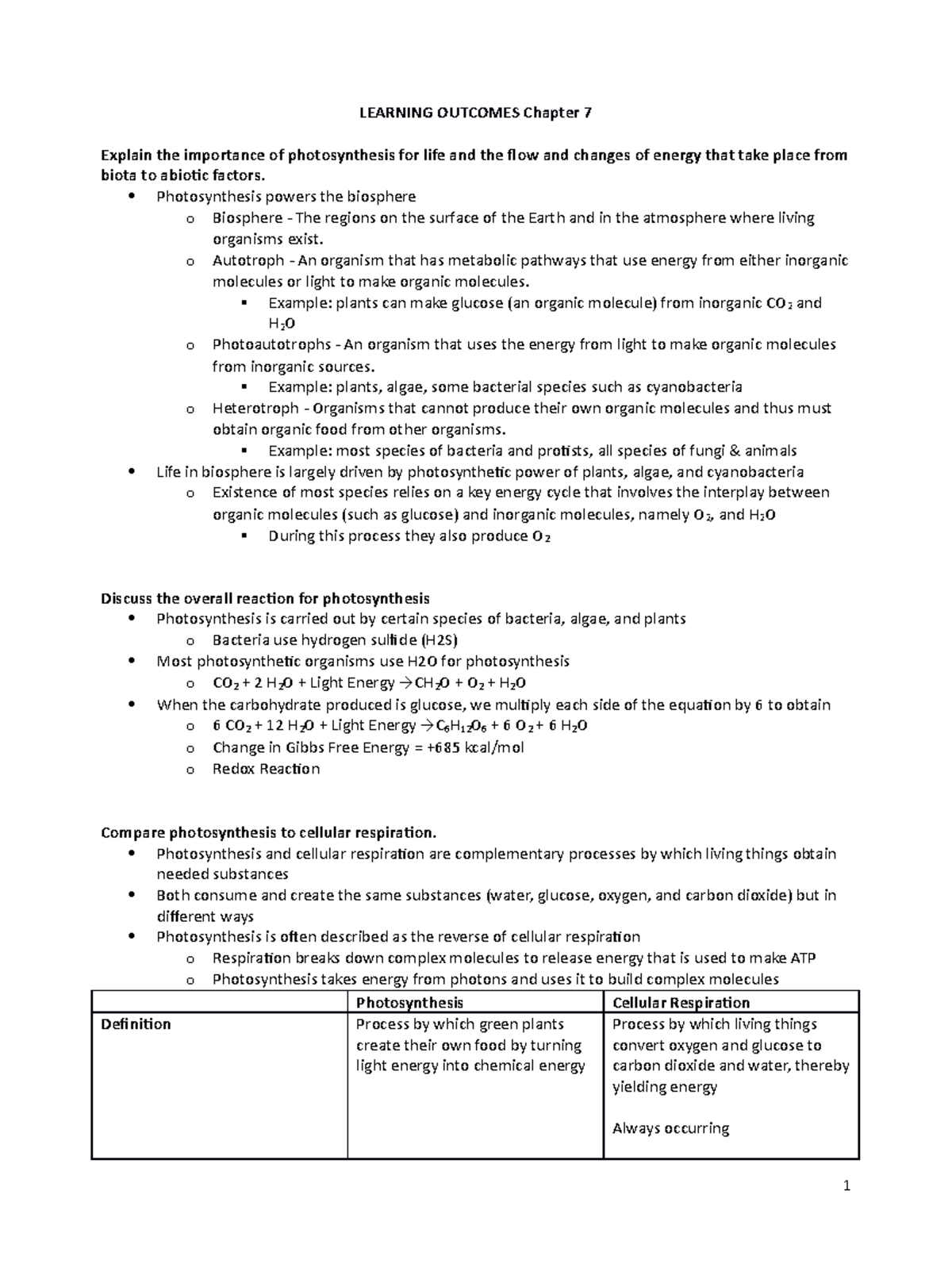 Biology 2051 Learning Outcomes Chapter 7 - LEARNING OUTCOMES Chapter 7 ...