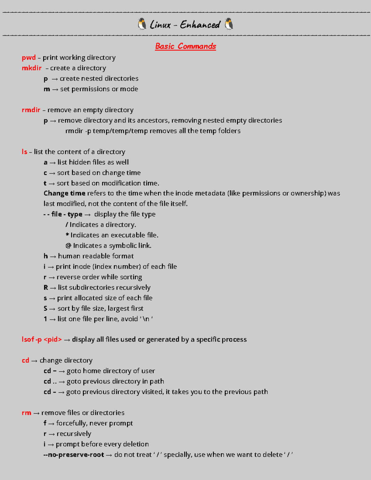 🐧Linux - Enhanced - 🐧Lin - Enac 🐧 - Basic Commands pwd – print working ...
