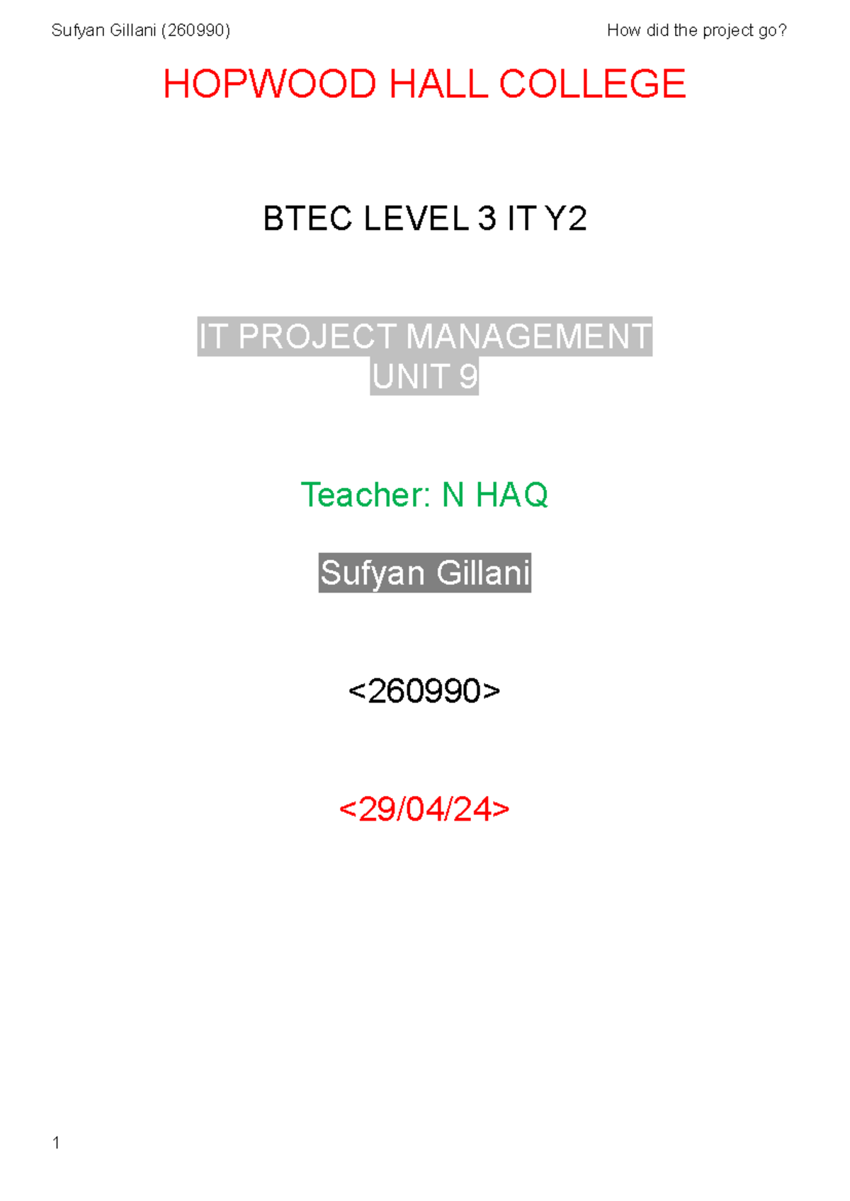 Unit 09 - Assignment 3F - HOPWOOD HALL COLLEGE BTEC LEVEL 3 IT Y IT ...