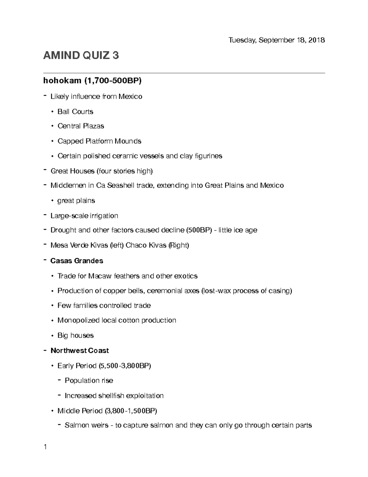 Amind QUIZ 3 - Lecture Notes - AMIND QUIZ 3 Tuesday, September 18, 2018 ...