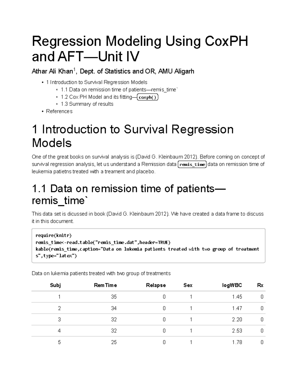 Introduction To Survival Regression Models Regression Modeling Using
