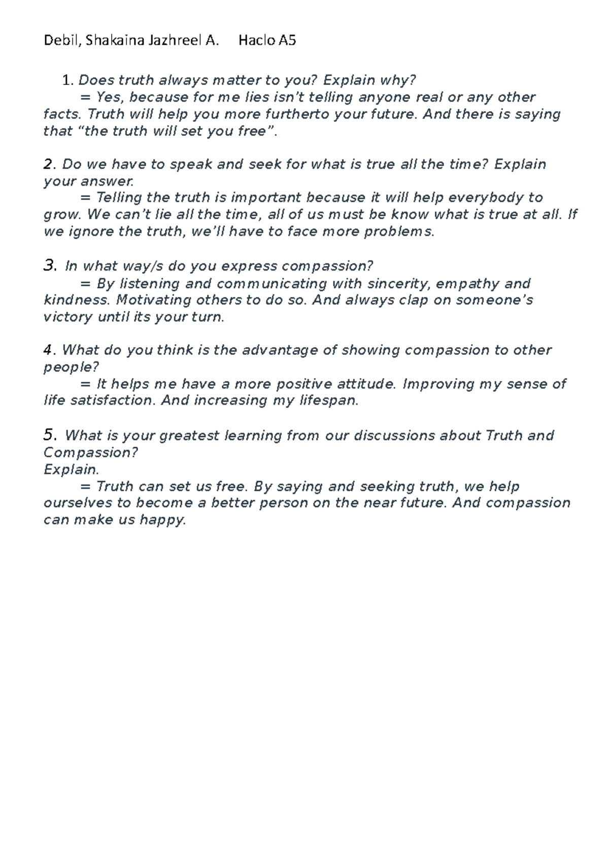 Debil Shakaina Jazhreel Haclo A5 VRTS ( Truth AND Compassion) - Debil ...