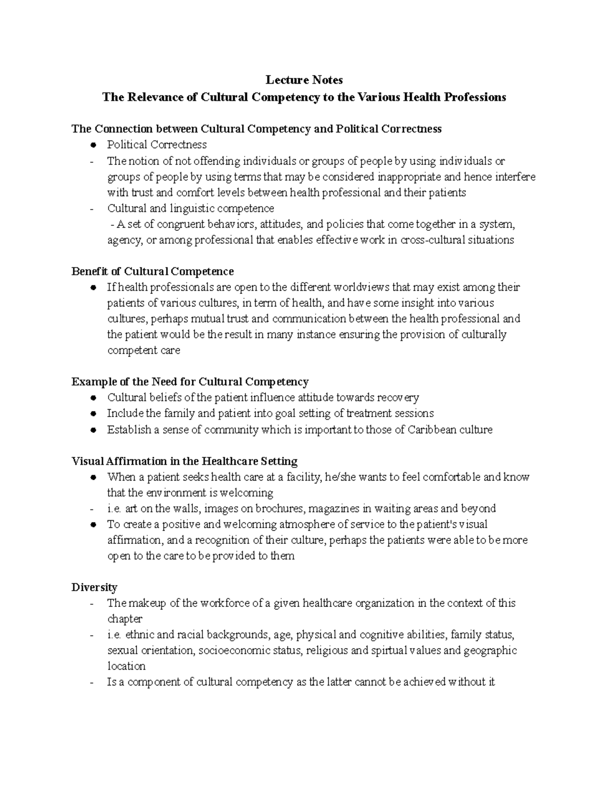 - Unit 4 Lecture - Lecture Notes The Relevance of Cultural Competency ...