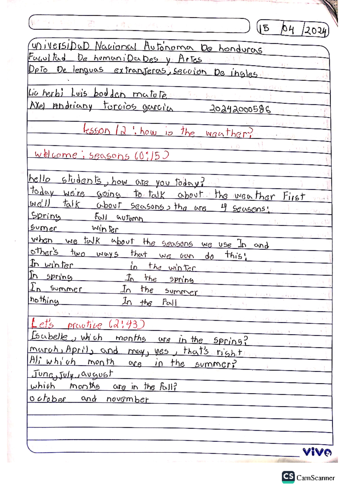 Turcios Axel U2T4a44 lesson 12 - ingles l - Studocu