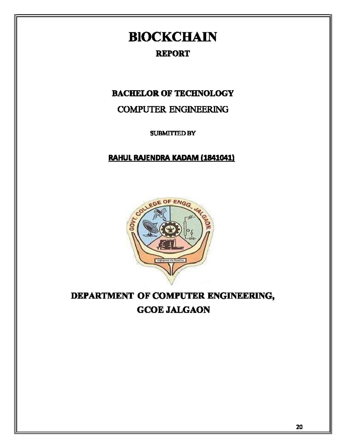 Blockchain - intenship - Cloud Computing - Studocu