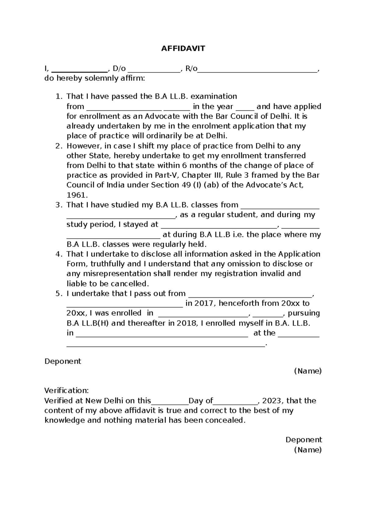 Affidavit - AFFIDAVIT I, , D/o , R/o___, do hereby solemnly affirm: 1 ...