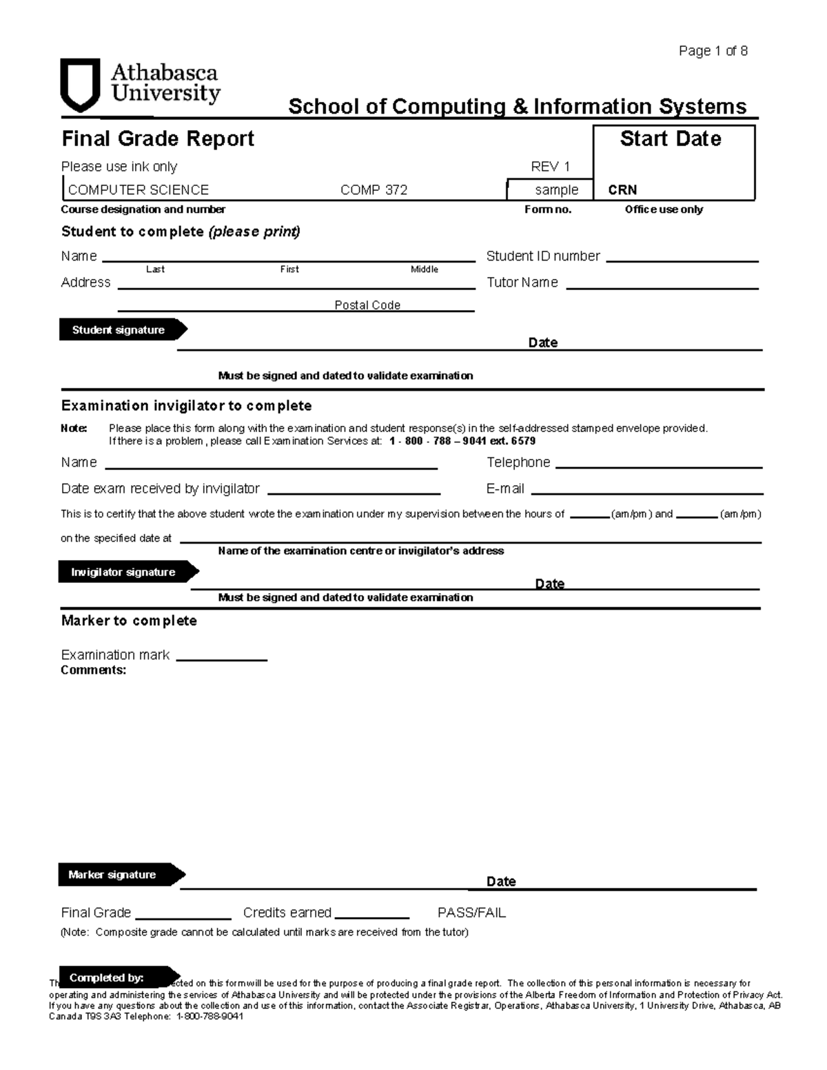 Comp 372 Sample Exam2 - School of Computing & Information Systems Final ...