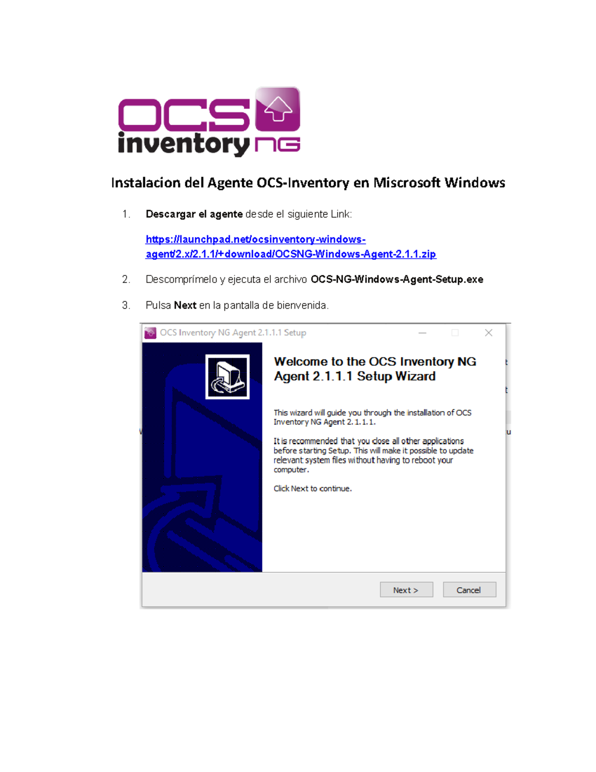 Manual de Instalacion del Agente OCS inventory - Instalacion del Agente OCS-Inventory en ...